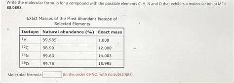 Solved Write The Molecular Formula For A Compound With The Chegg Com