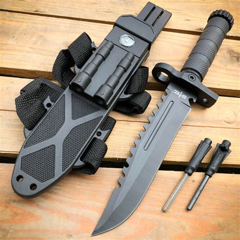 12 5 Military Hunting Tactical Fixed Blade Survival Army Knife W Fire