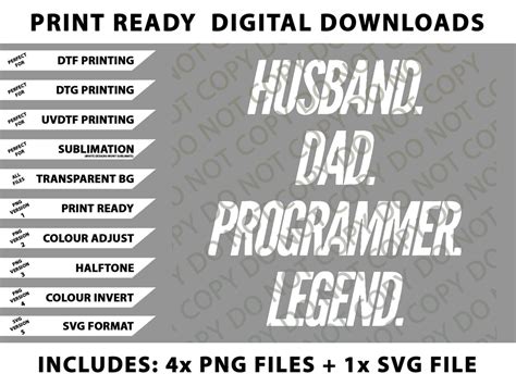 Funny Computer Programmer Husband Dad Coding Code Humor Png Bundle Svg Files Digital Downloads