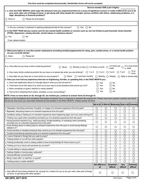 Dd Form 2978 Download Fillable Pdf Or Fill Online Deployment Mental Health Assessment