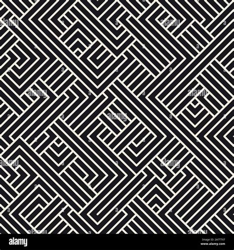 Vector Seamless Geometric Pattern Irregular Linear Grid Chaotic Maze Lines Texture Stock