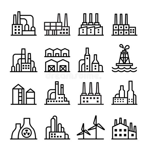 Industrial Building Icon Set Stock Illustration Illustration Of Plant Estate 75228271