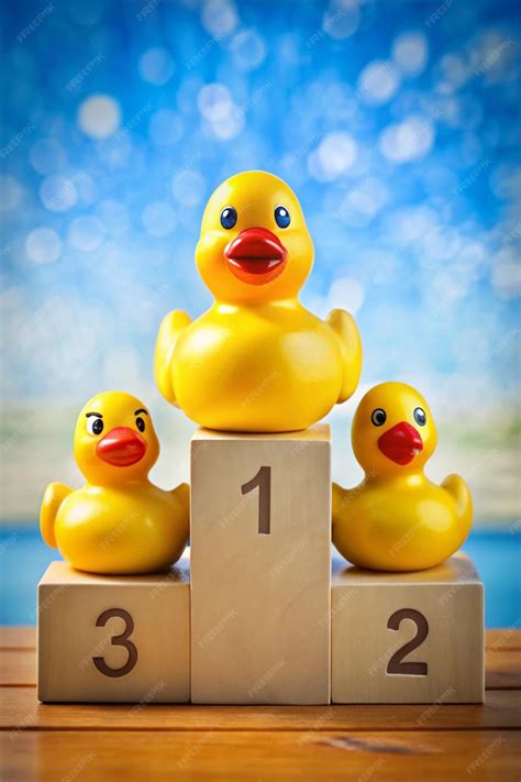 Rubber Ducks Ranked On A Winner Podium With Numbers Business