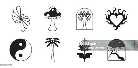 인쇄 및 그래픽 디자인 추상적인 모양 Y2k 그림 와이어프레임 불꽃 문신 고딕 및 보호 스타일 스티커 별 하트 및 로고 템플릿을