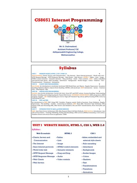 Cs8651 Ip Unit 1 Print Pdf World Wide Web Internet And Web