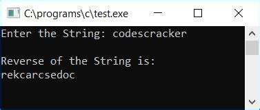 C Program To Reverse A String