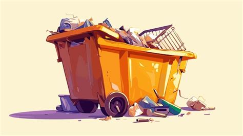 Premium Vector A Drawing Of A Garbage Can With A Trash Bag In It