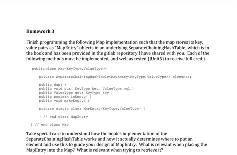 Solved Finish Programming The Following Map Implementation