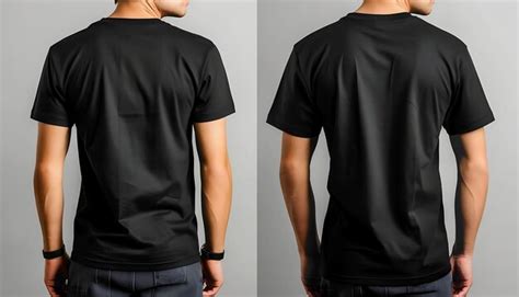 Мокет черной футболки передний и задний вид изолирован на белом фоне Премиум Ai