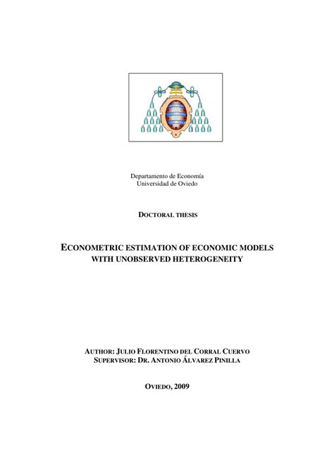 Pdf Econometric Estimation Of Economic Models With Unobserved Heterogeneity