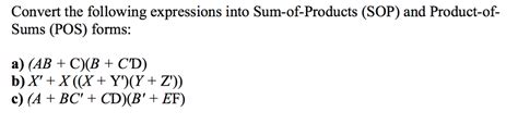Solved Convert The Following Expressions Into