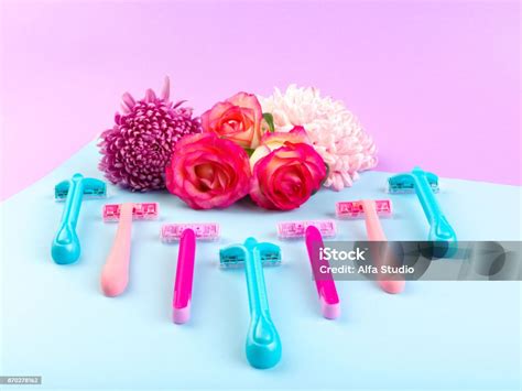 색상 배경에 제 모와 아름 다운 꽃에 대 한 설정 합니다 아름다움의 개념입니다 개념에 대한 스톡 사진 및 기타 이미지 개념 배경 주제 사진 이미지 Istock