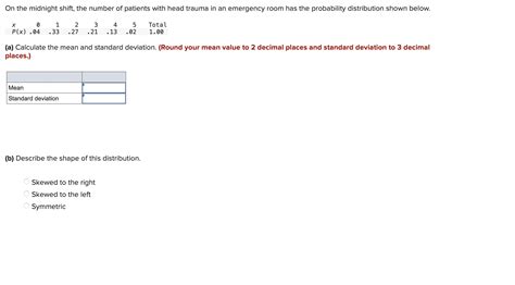 Solved A Calculate The Mean And Standard Deviation Round
