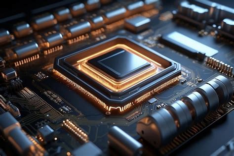 Premium AI Image Futuristic HighTech Motherboard CPU Processor Microchip Artificial