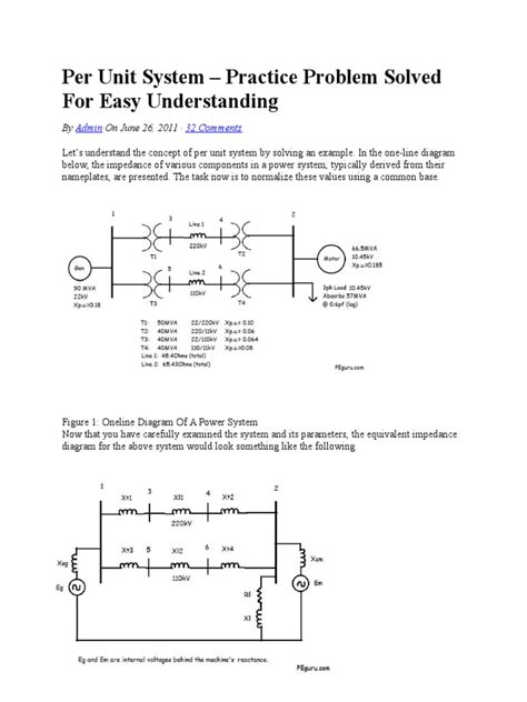 Per Unit System Practice Problem Solved For Easy Understanding Pdf