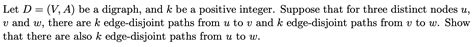 Solved Let D V A Be A Digraph And K Be A Positive Chegg