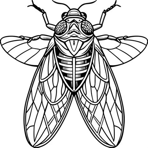 Cicada Vector Illustration Line Art Premium Ai Generated Vector