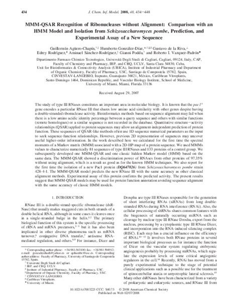 Pdf Cheminform Abstract Mmm Qsar Recognition Of Ribonucleases Without Alignment Comparison