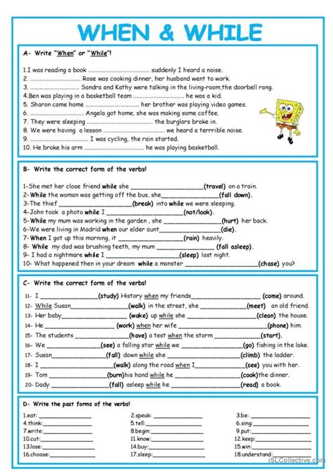 Grammar Check When And While Key Grammar Exercises English Grammar Worksheets English Grammar