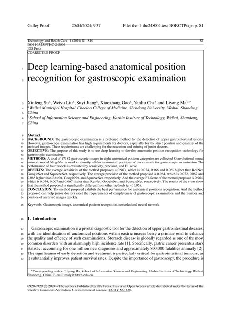 pdf deep learning based anatomical position recognition for