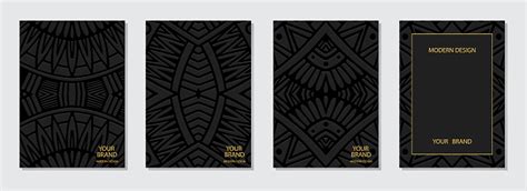 커버 디자인 세트 수직 템플릿 엠보싱 블랙 배경 컬렉션 아르 데코 텍스처 기하학적 민족 3d 패턴 독특한 수제 스타일 0명에 대한 스톡 벡터 아트 및 기타 이미지 Istock