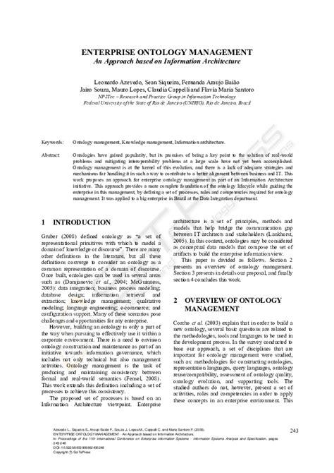 pdf enterprise ontology management an approach based on information