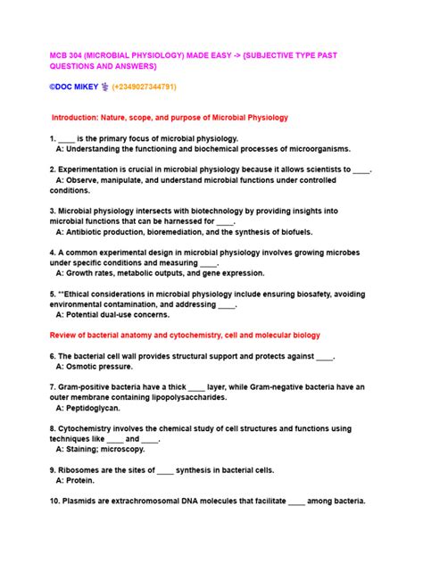 Mcb 304 Microbial Physiology Made Easy By Doc Mikey Pdf Biosynthesis Metabolism