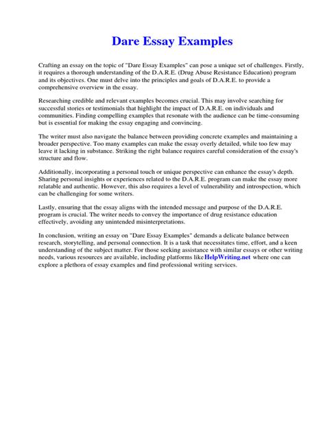 Dare Essay Examples Pdf
