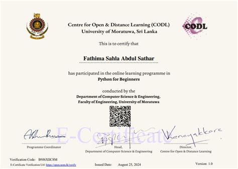 Uom Codl Pythonprogramming Webdesign Frontenddev Fathima Sahla