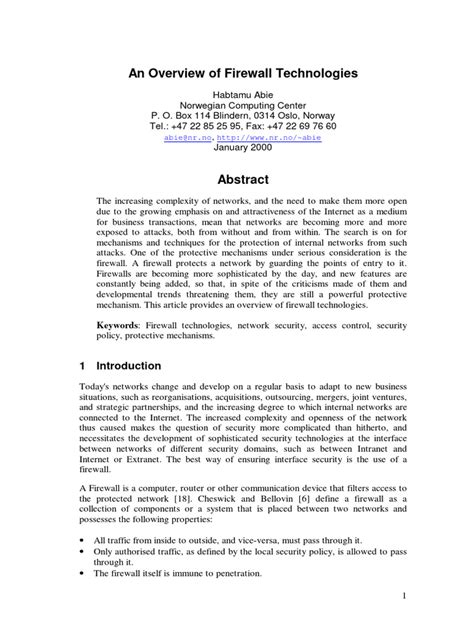 An Overview Of Firewall Technologies Download Free Pdf Proxy Server