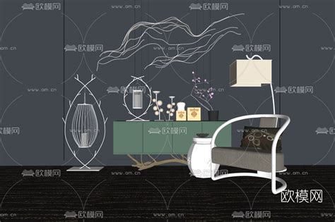 北欧实木边柜免费su模型 免费3dmax模型库 欧模网