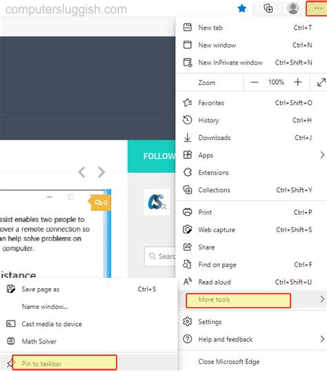 Microsoft Edge How To Pin A Website To Windows 10 Taskbar ComputerSluggish