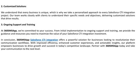 Cti Integration Salesforce 360 Sms App Pptx Computer Software And Applications Computing