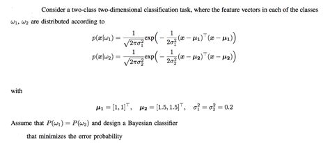 Solved Consider A Two Class Two Dimensional Classification
