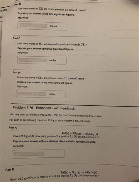 Solved Part B How Many Moles Of Co Are Produced When 2 2