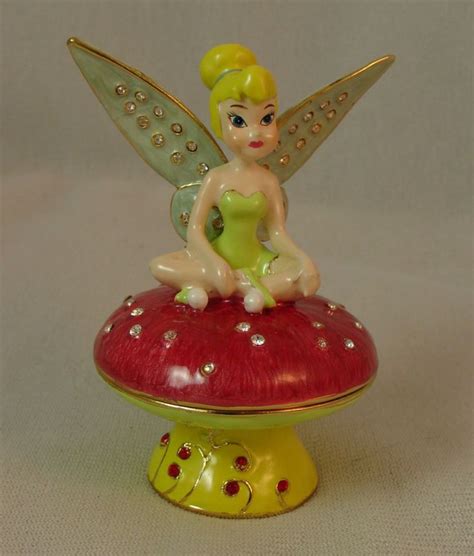 Tinker Bell Toadstool Bejeweled Figure Porcelain Hinged Treasure Box Disney Phb Tinkerbell