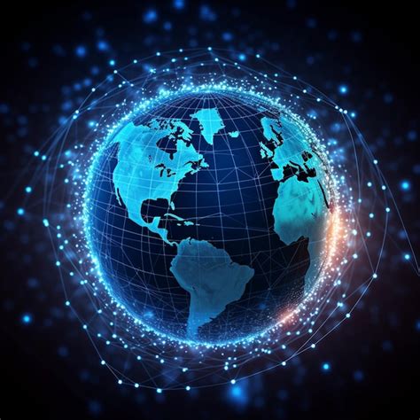 Premium Ai Image A Close Up Of A Globe With A Network Of Dots Around