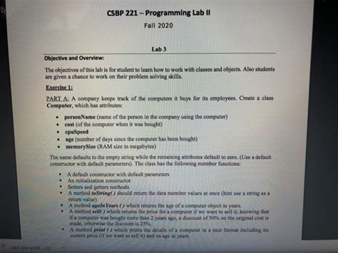 Solved Csbp 221 Programming Lab Ii Fall 2020 Lab 3