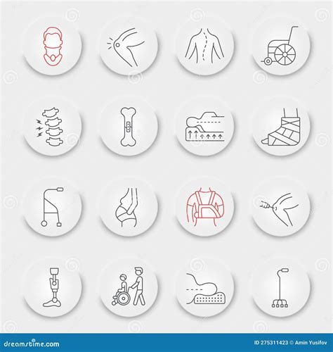 Rehabilitation Line Icon Set Stock Vector Illustration Of Massage Healing 275311423