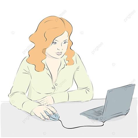 Mujer Joven Usa Una Computadora Portátil Portátil Computadora Atractiva