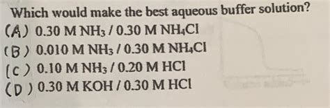 Solved Which Would Make The Best Aqueous Buffer