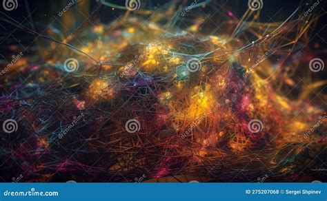 Global Neural Network Neural Cells With Glowing Nodes On Bright
