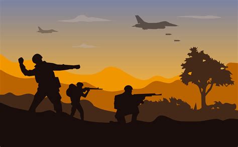 War Military Vector Illustration Army Background Soldier Silhouette Artillery Cavalry