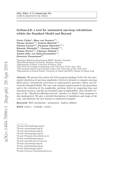 pdf gosam 2 0 a tool for automated one loop calculations within the