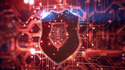 Premium Photo On A Background Of A Network Wireframe And Circuit Board A Shield With A Lock