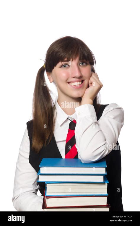 Funny Nerd Babe Isolated On White Stock Photo Alamy