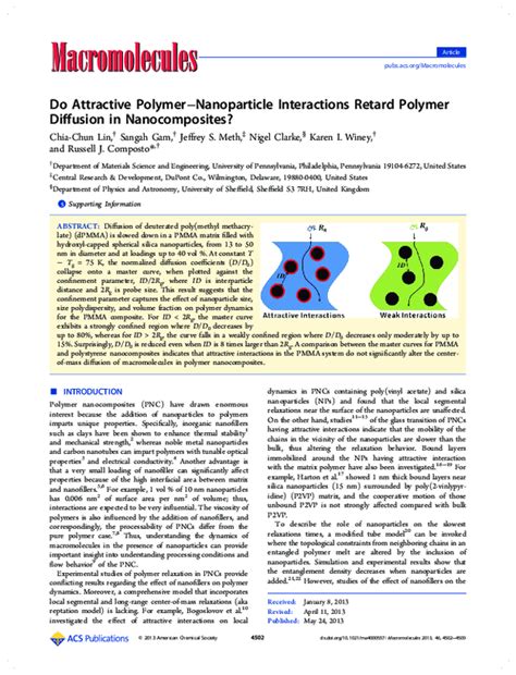 Pdf Do Attractive Polymernanoparticle Interactions Retard Polymer Diffusion In Nanocomposites