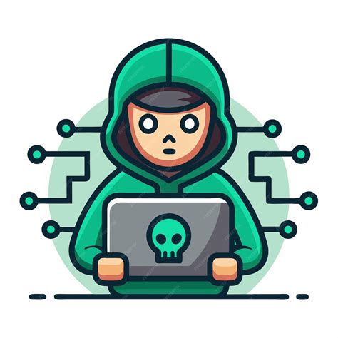 Cartoon Hacker Character With Glasses And Laptop Illustration For Tech And Gaming Designs