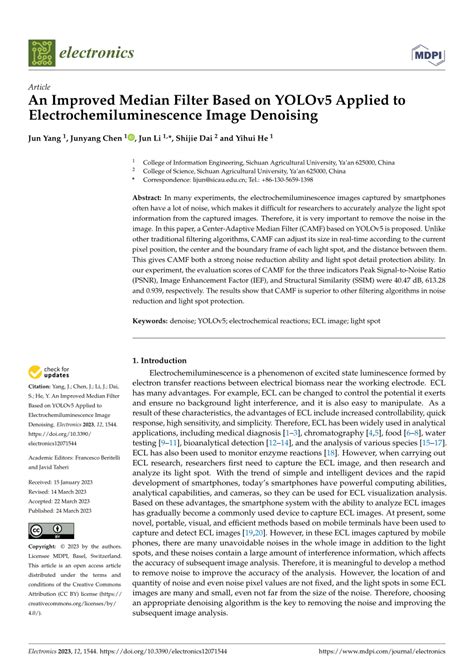 Pdf An Improved Median Filter Based On Yolov5 Applied To Electrochemiluminescence Image Denoising
