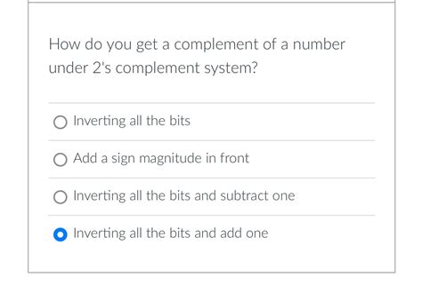 solved how do you get a complement of a number under 2 s